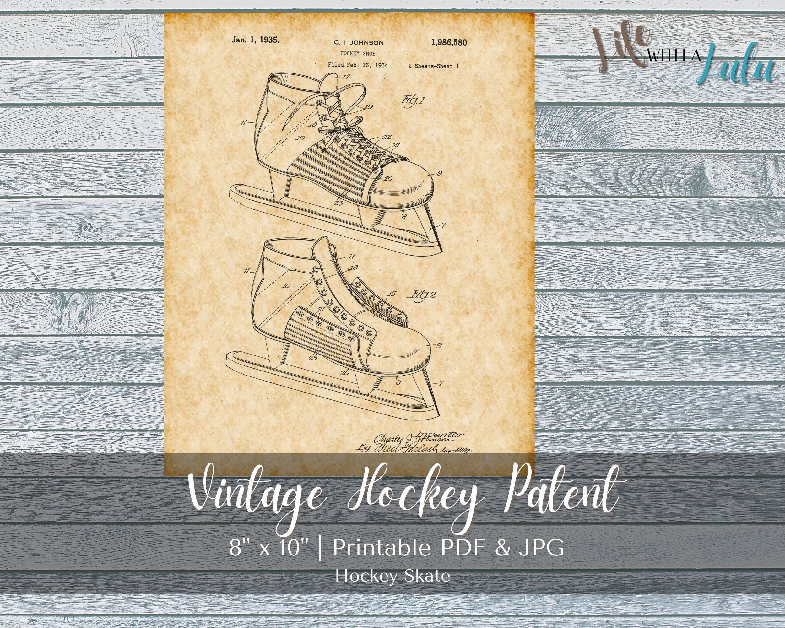 PRINTABLE Vintage Hockey Patent Prints Set Bundle - INSTANT DOWNLOAD - Etsy