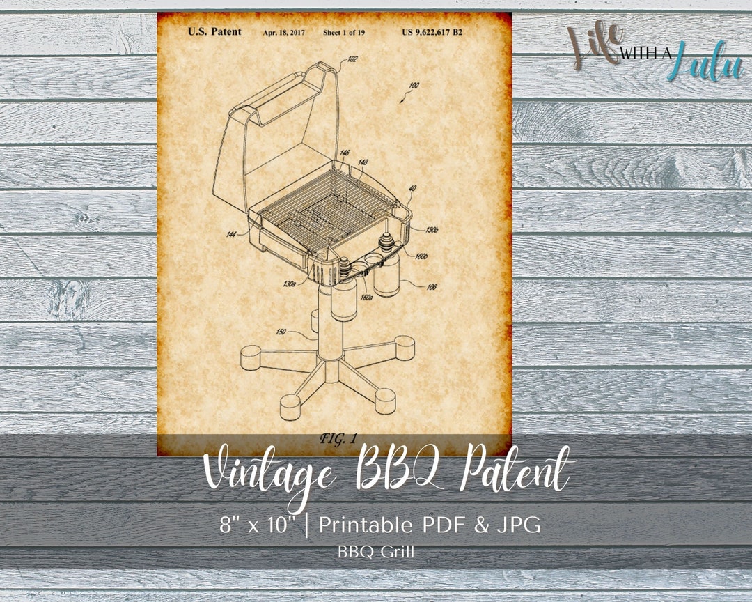 PRINTABLE Vintage BBQ Grill Patent Print - Instant Download - Etsy