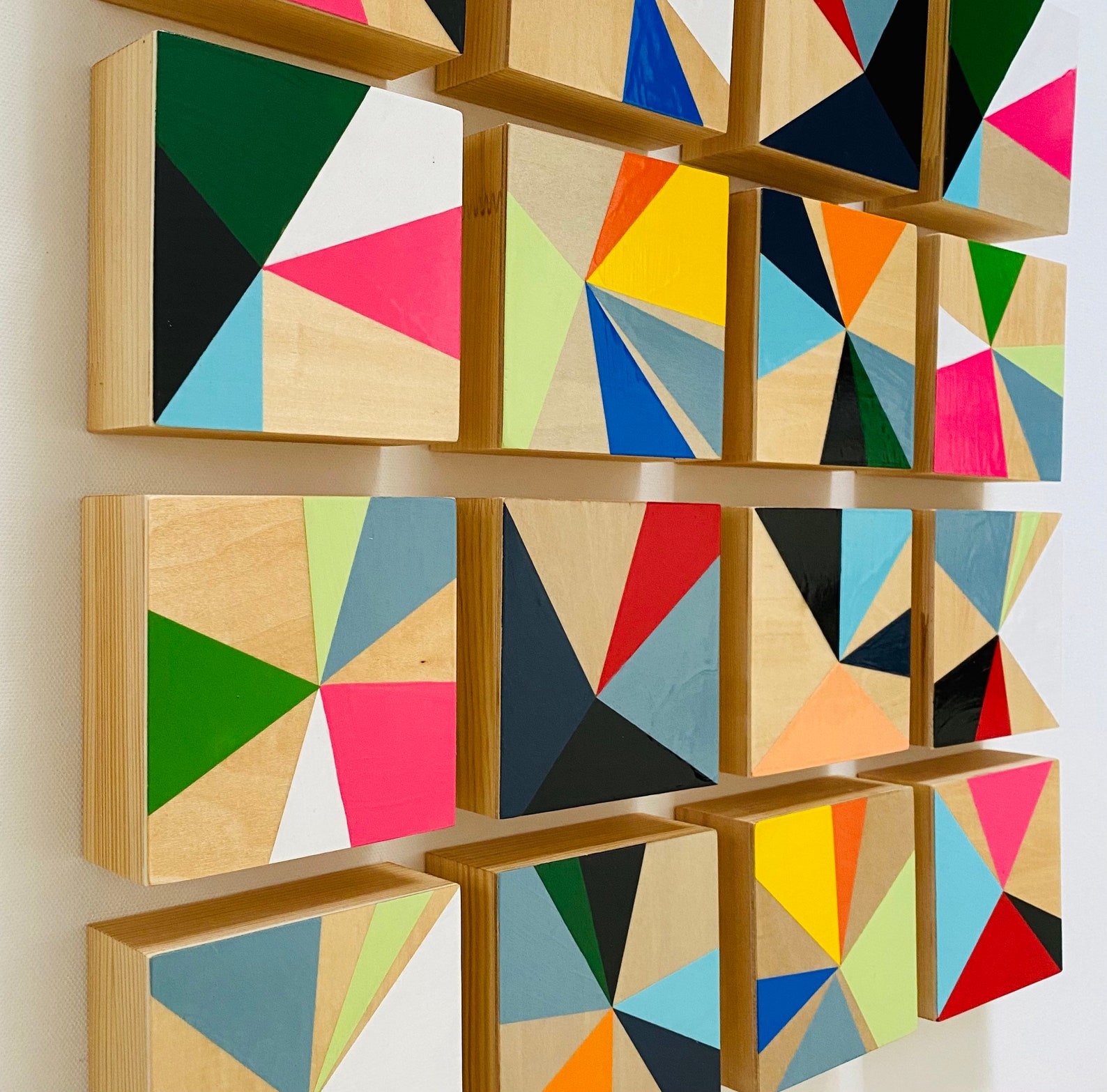 PINWHEELS #2 is an Original Modern Abstract Painting Wood Block ...