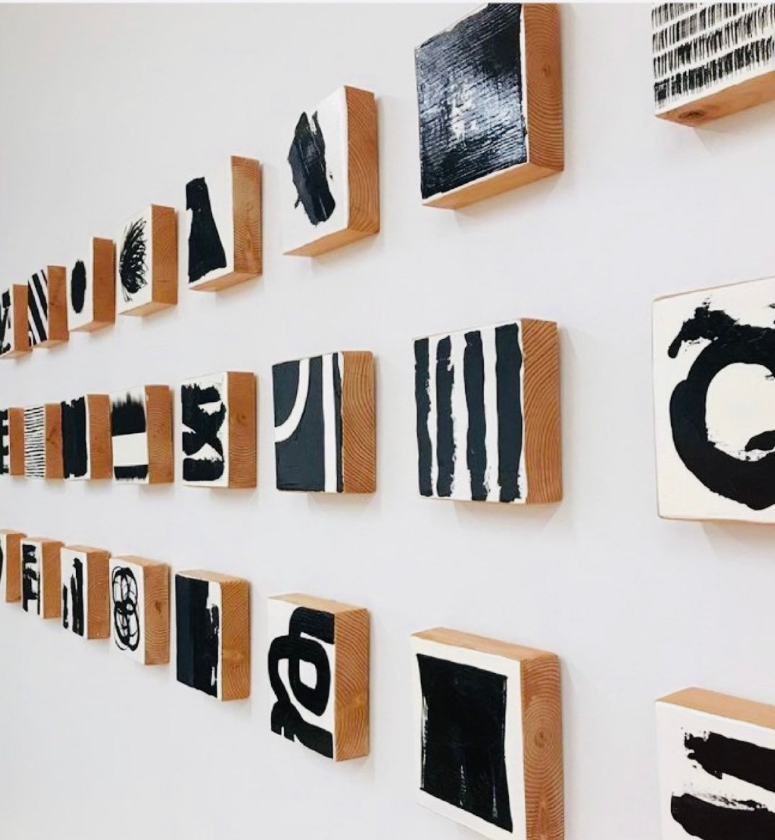 Original Painted Wood Block Wall Art abstract Painting Modern - Etsy