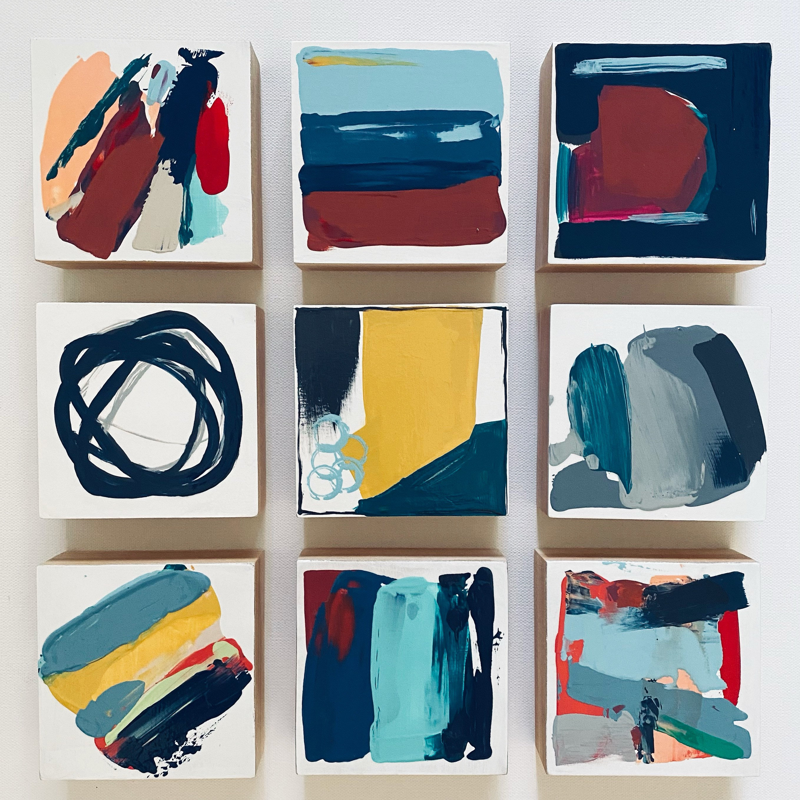 Original Painted Wood Block Wall Art - Abstract Painting Modern Wall ...
