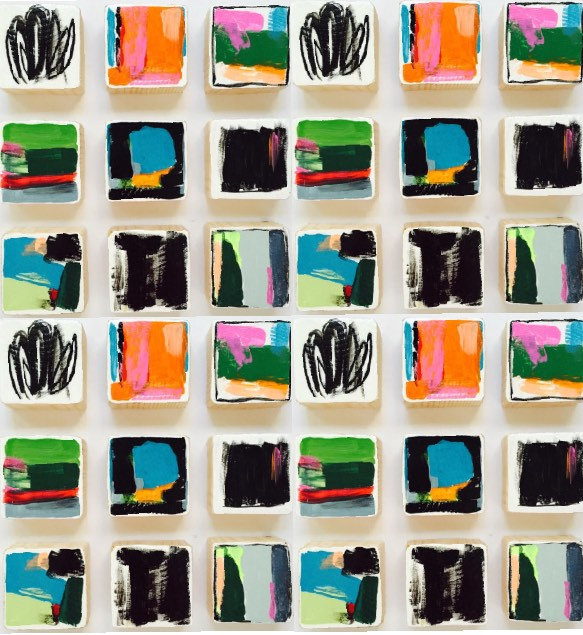 Original Painted Wood Block Wall Art-abstract Painting Modern Wall ...