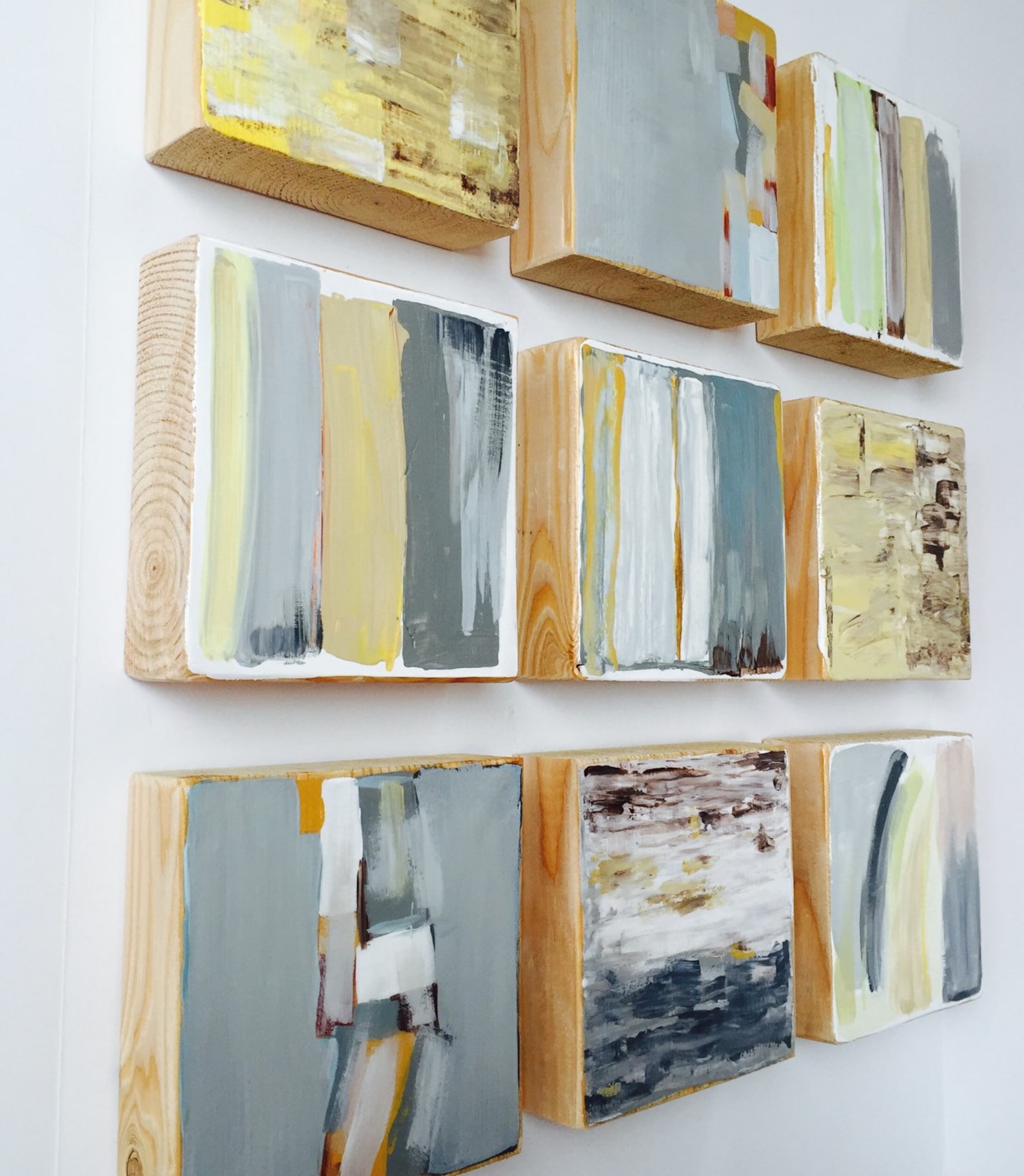 Original Painted Wood Block Wall Art-abstract Painting Modern Wall ...