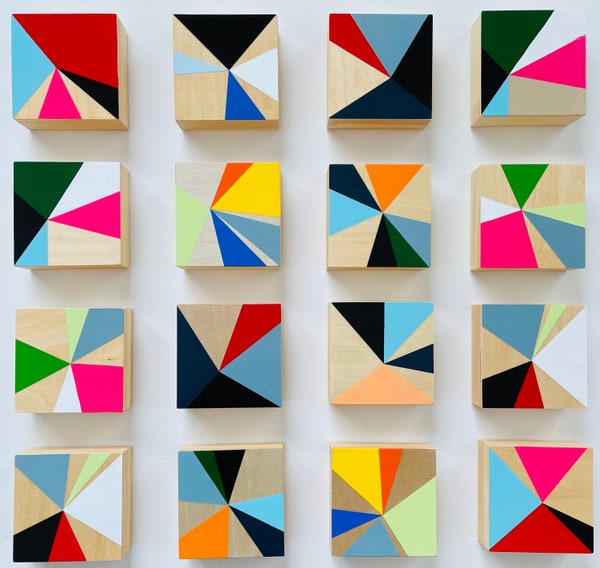 Original Painted Abstract Wood Block Wall Art Sculpture - Etsy Canada