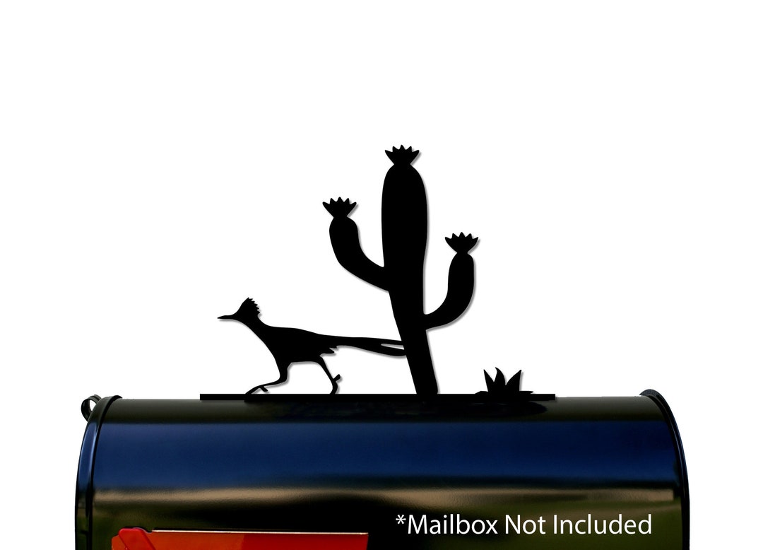 Roadrunner Bird and Cactus Metal Mailbox Topper / Sign - Hardware ...