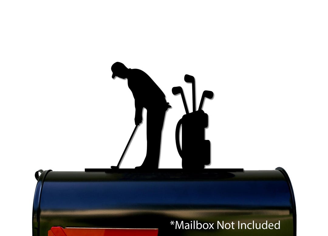 Golf Player Putting and Bag Metal Mailbox Topper / Sign - Hardware ...