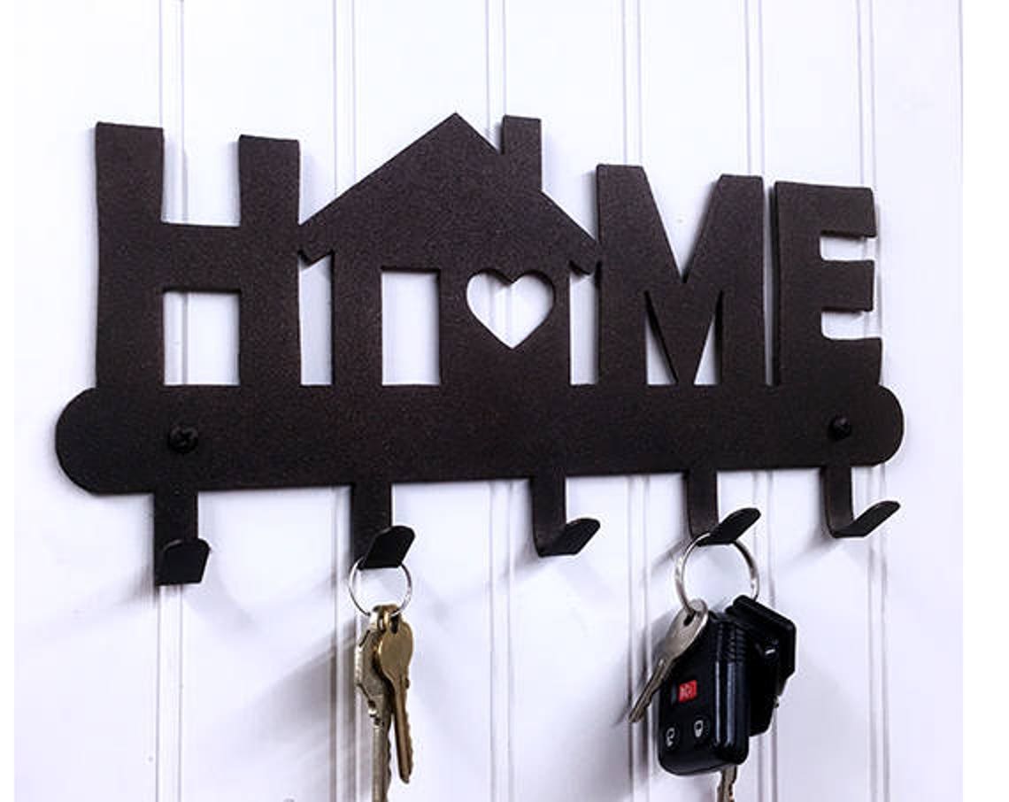 Home With House Key Holder / Rack / Hook for Wall | Etsy