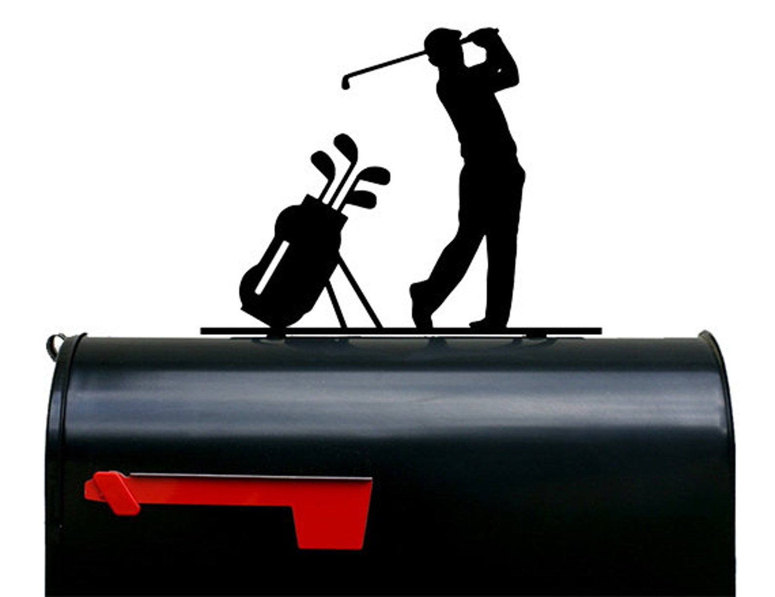 Male Golfer with Bag Swinging a Golf Club Metal Mailbox | Etsy