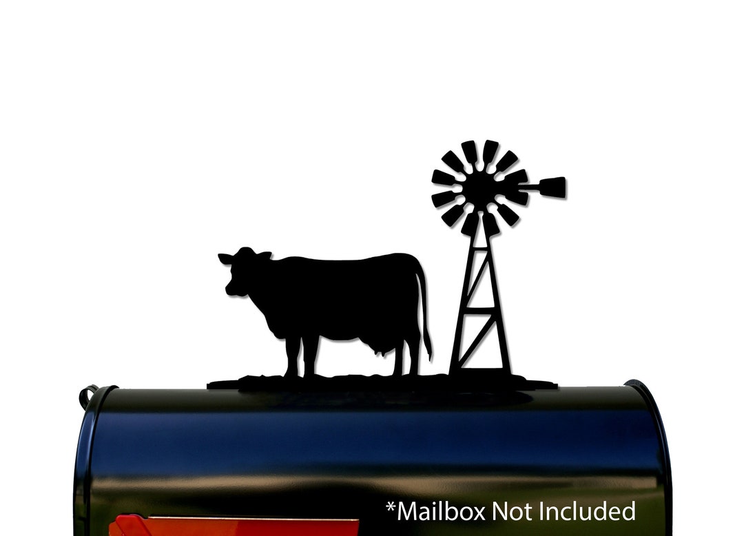Cow and Windmill Metal Mailbox Topper / Plaque / Sign Made - Etsy