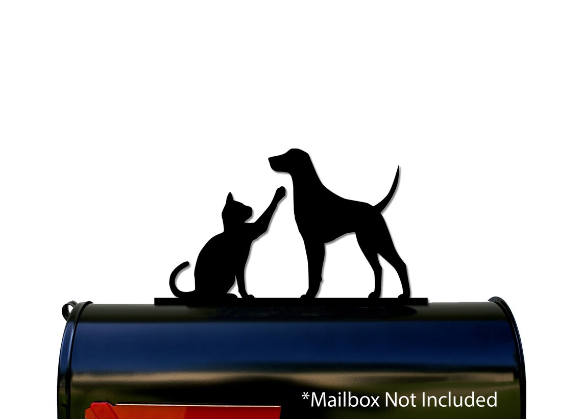 Cat and Dog Playing Mailbox Topper / Sign / Plaque Made in - Etsy