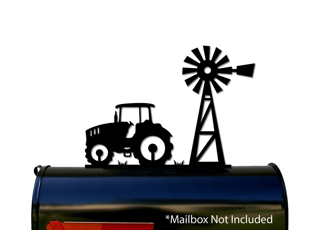 Modern Farm Tractor With Windmill - Metal Mailbox Topper / Sign ...