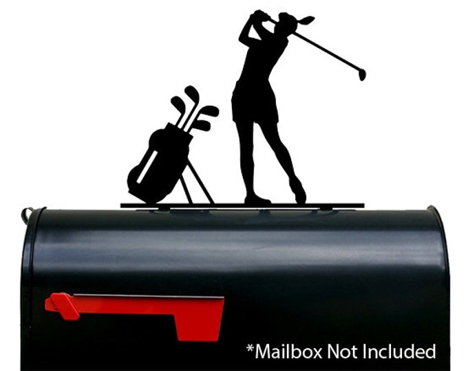 Female Golfer With Bag Swinging a Golf Club Metal Mailbox Topper - Etsy