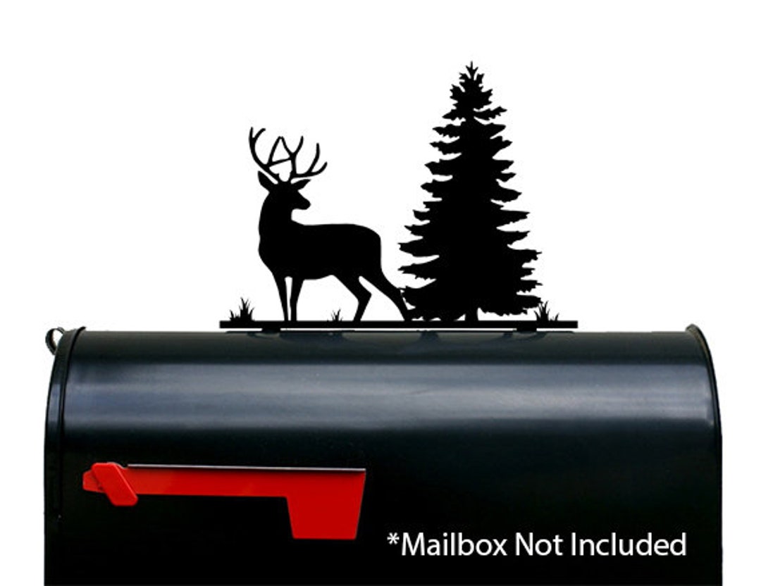 Deer With Pine Tree Mailbox Topper / Sign Hardware Included Buck - Etsy