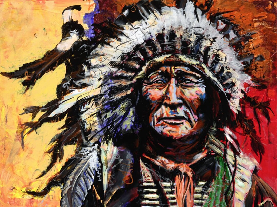 Sioux Chief PRINT Luster Native American Western - Etsy