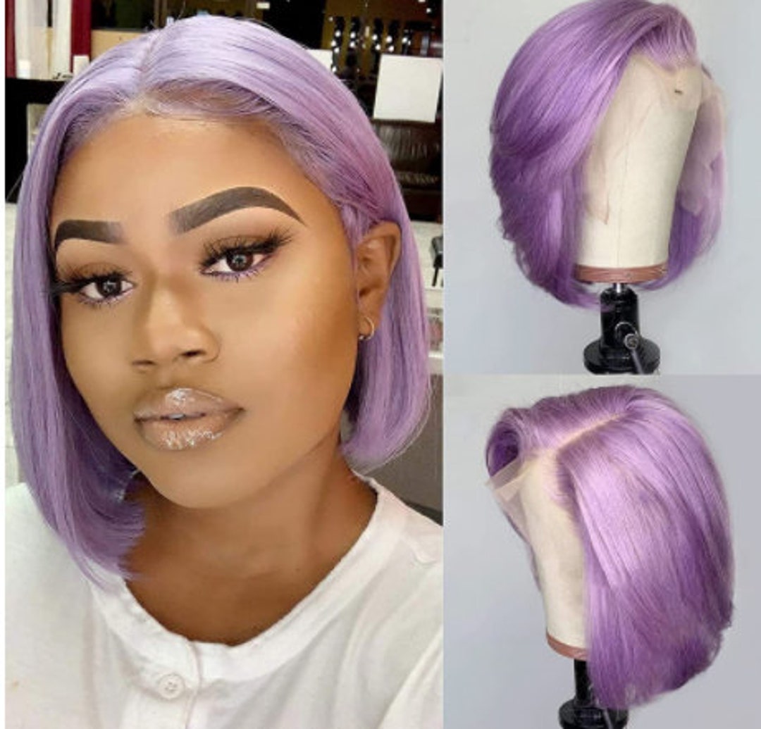 Bob Style Cut 8 Inch Lilac Human Wig - Etsy