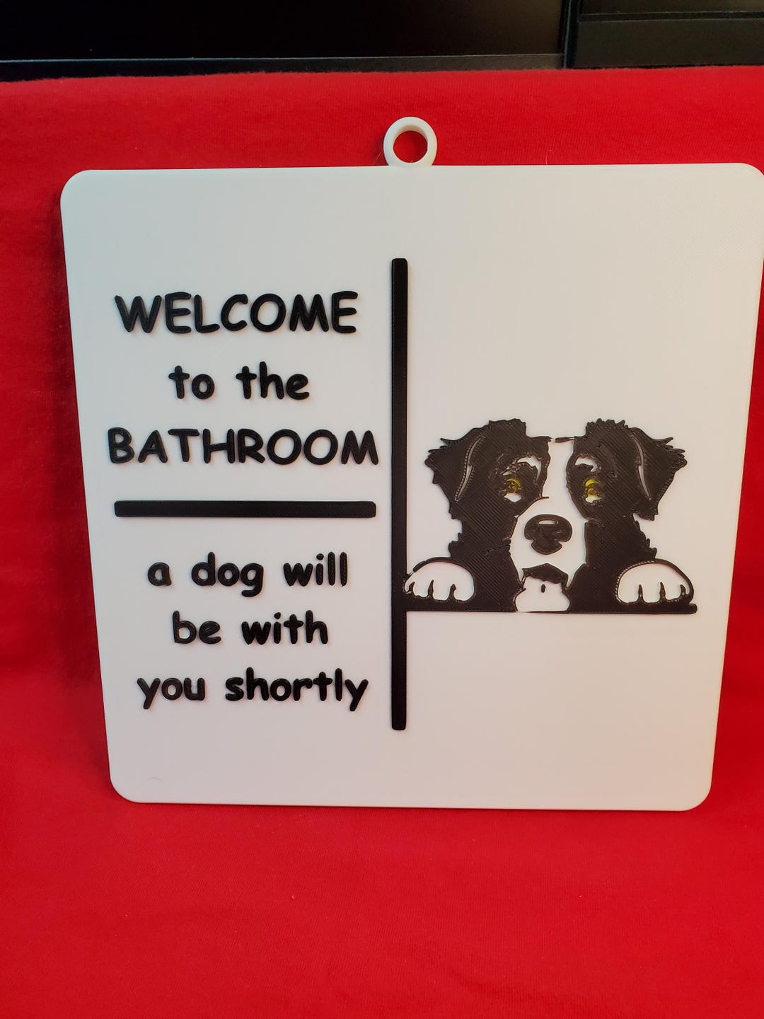 Funny Dog Bathroom Sign – Welcome Humor Novelty Plaque – Restroom Decor ...