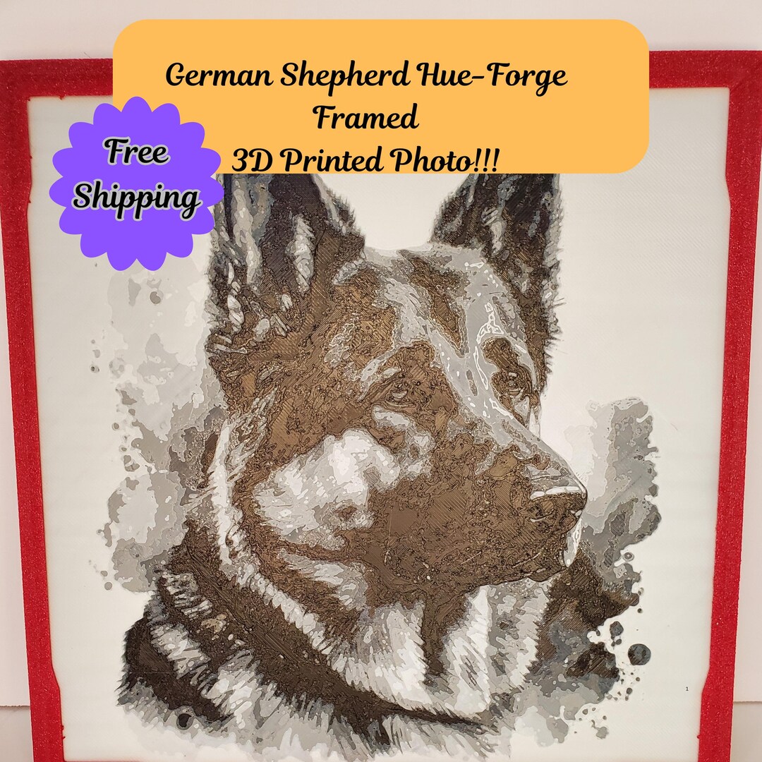 German Shepherd Hue Forge Print | 3D Photo Portrait Dog Art | Pet Lover ...
