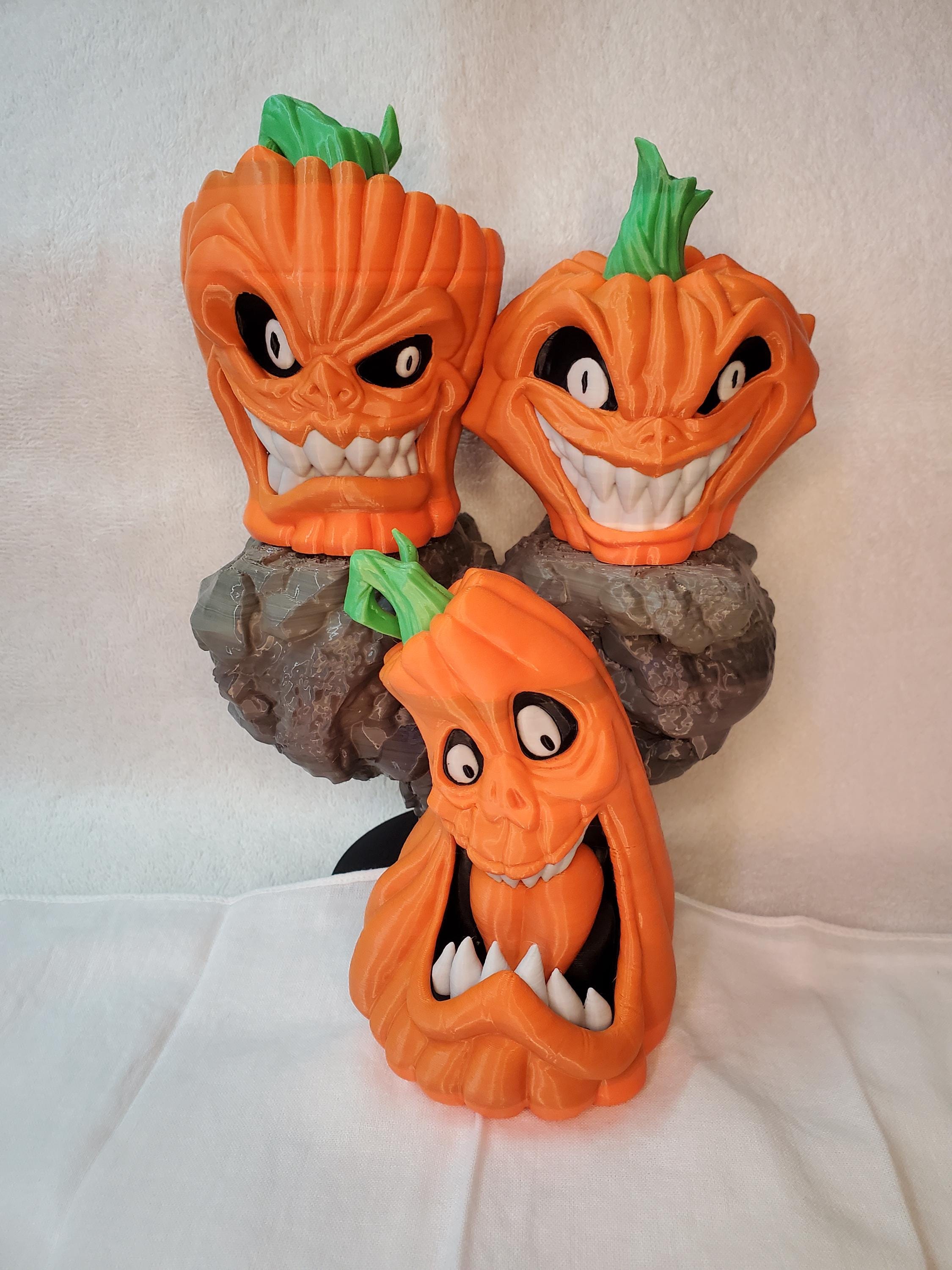 3D Printed Jack-o'-lantern Set: Spooky Halloween Table Decor - Etsy