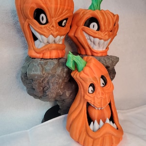 3D Printed Jack-o'-lantern Set: Spooky Halloween Table Decor - Etsy