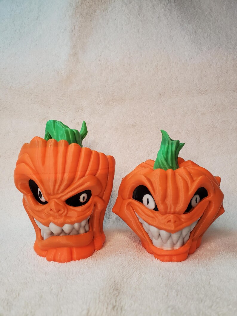 3D Printed Jack-o'-lantern Set: Spooky Halloween Table Decor - Etsy