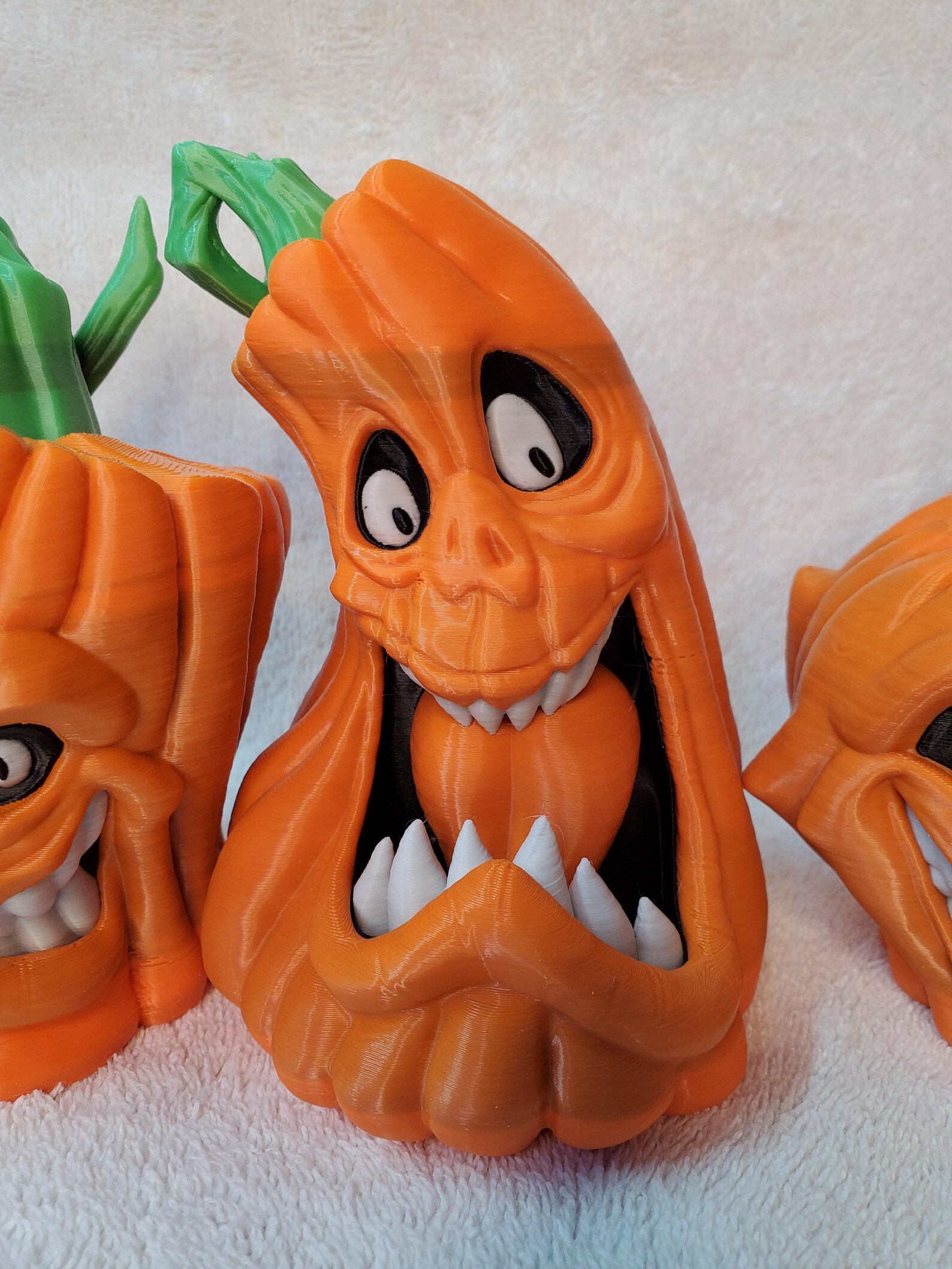 3D Printed Jack-o'-lantern Set: Spooky Halloween Table Decor - Etsy