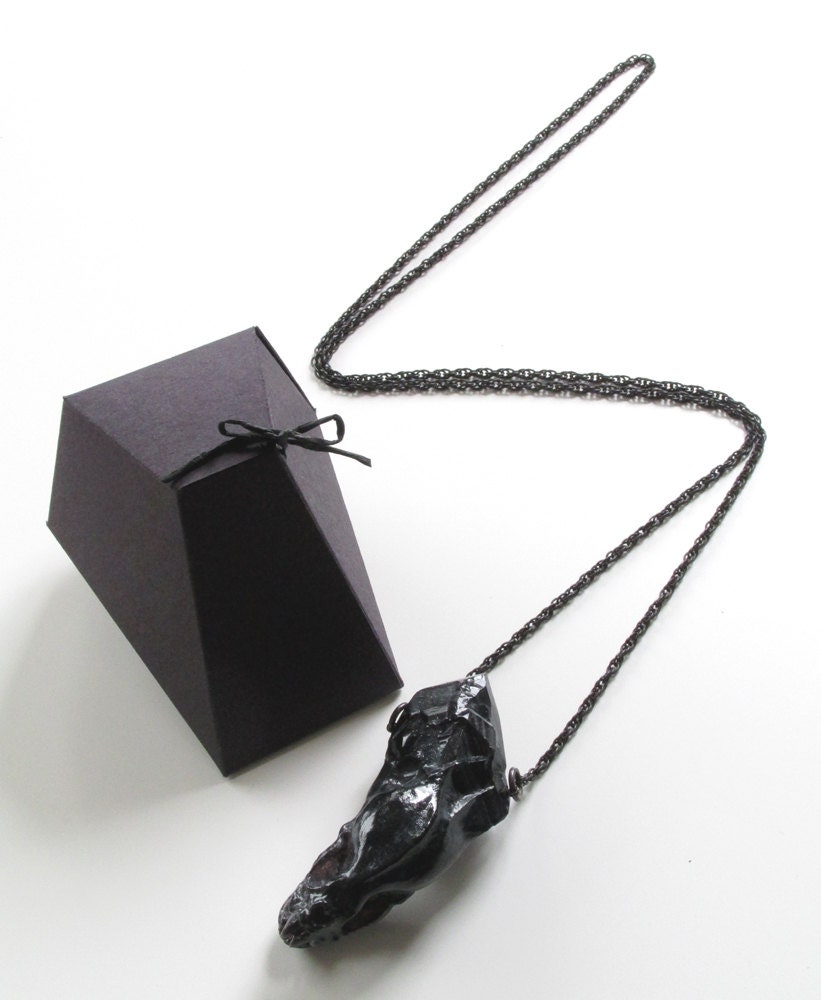 Vampire Bat Crystal Skull Pendant Black - Etsy