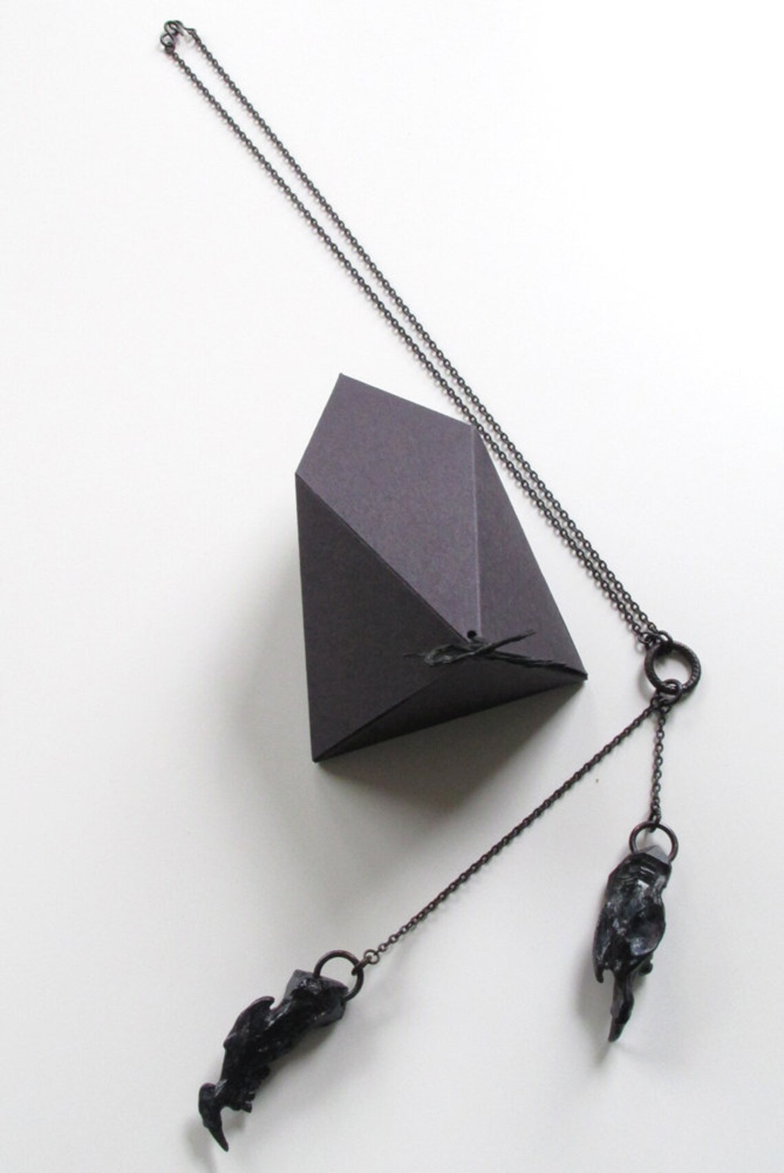 Skull Fragment Crystal Pendant Duo Black - Etsy