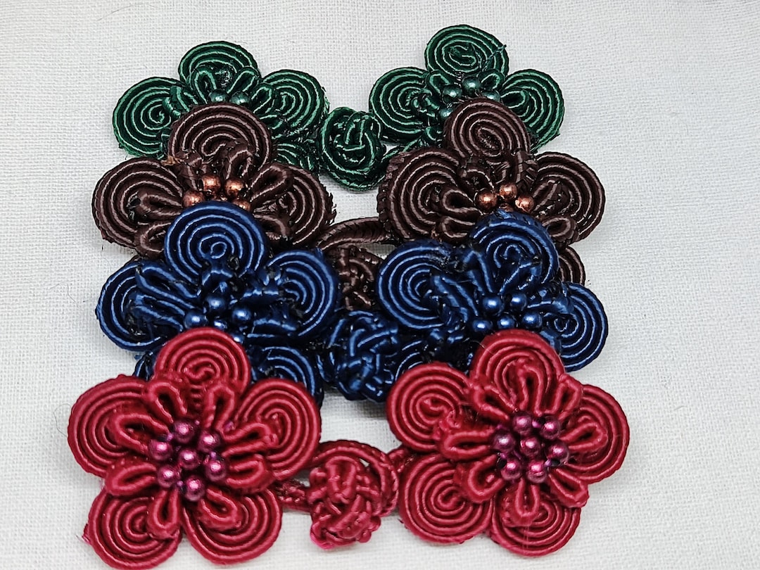 Chinese Frog Closures, Sakura Flower Design, 18 Colors, Set of 5(B277 ...