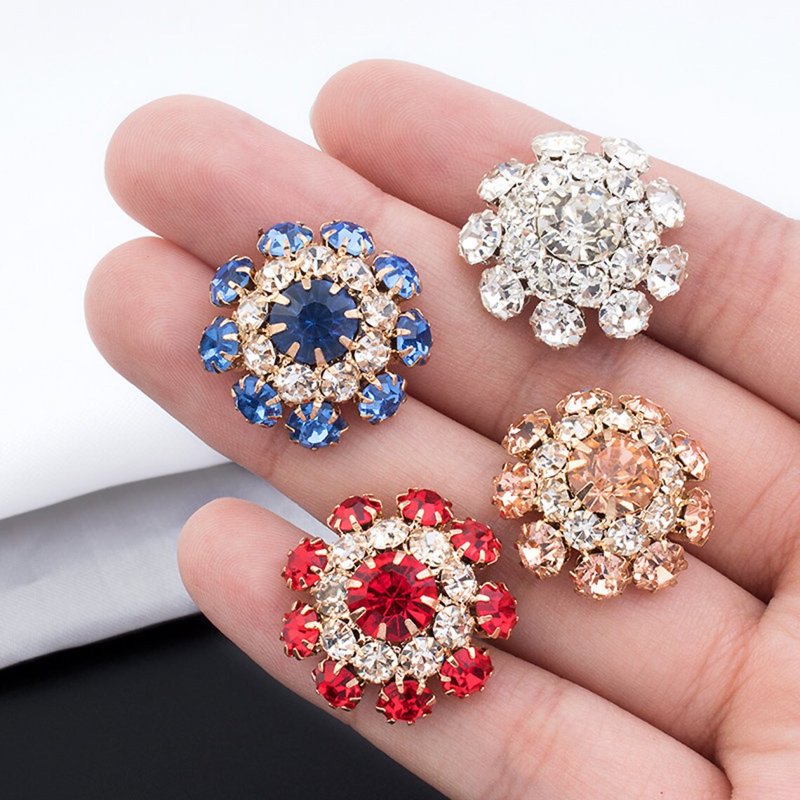 Sparkling Rhinestone Buttons With Shank 21 Mm 0.82 - Etsy