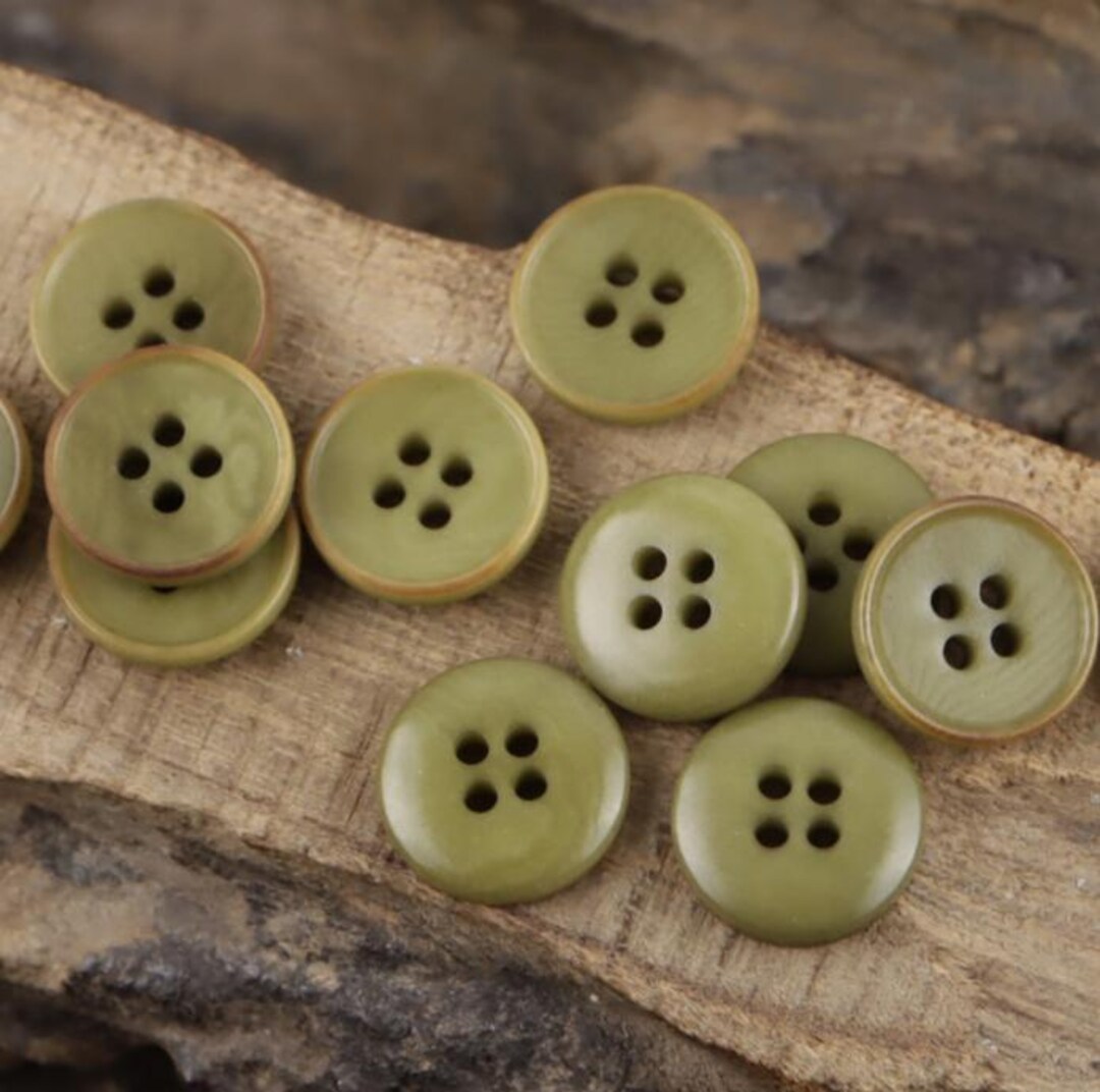 Olive Green Corozo Buttons, 11.5mm/0.45", Corozo, Pack of 10(B1642 ...