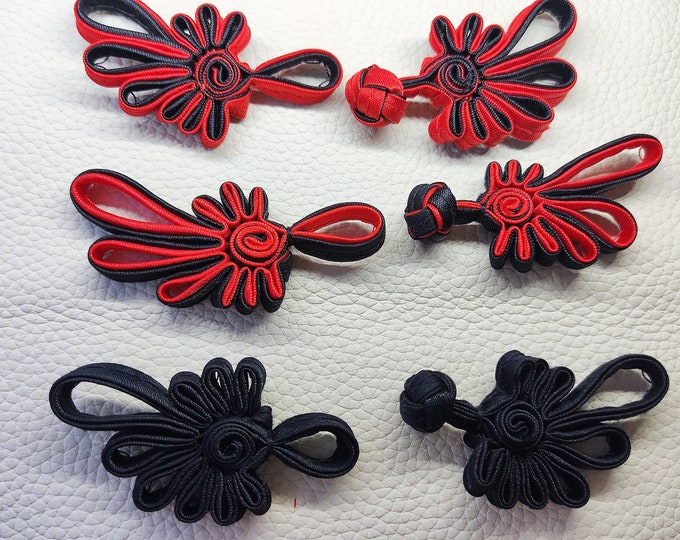 Frog Closure Buttons, Chinese Buttons in Black and White, Braid Frog ...