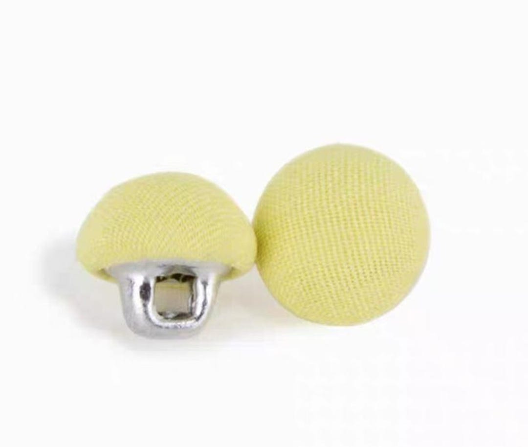 Lemon Yellow Fabric-covered Buttons With Metal Shank, Dome-shaped ...