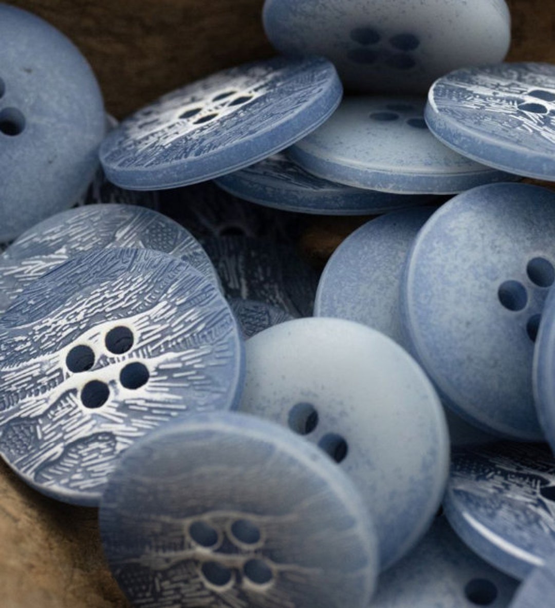 Buttons Light Blue, Seawater Pattern, Plastic, 15mm, 20mm or 25mm, Pack ...