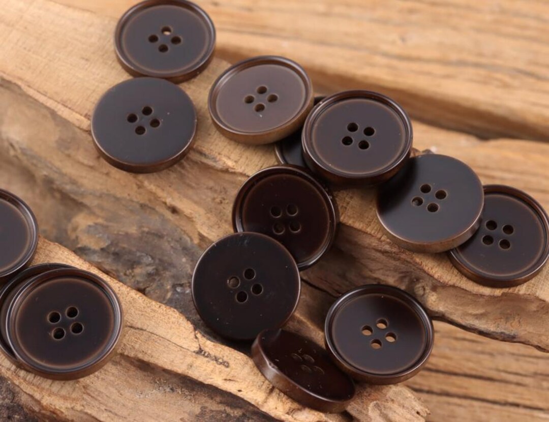 Chestnut Brown Buttons, Rim, 4 Holes, Plastic, 15mm, 17.5mm, 20mm, 22 ...