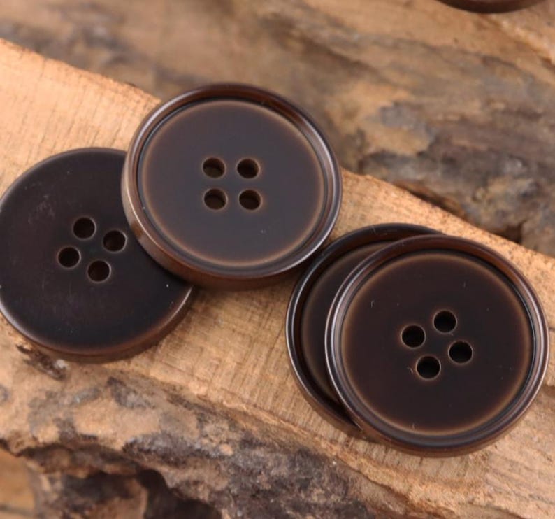 Chestnut Brown Buttons, Rim, 4 Holes, Plastic, 15mm, 17.5mm, 20mm, 22 ...