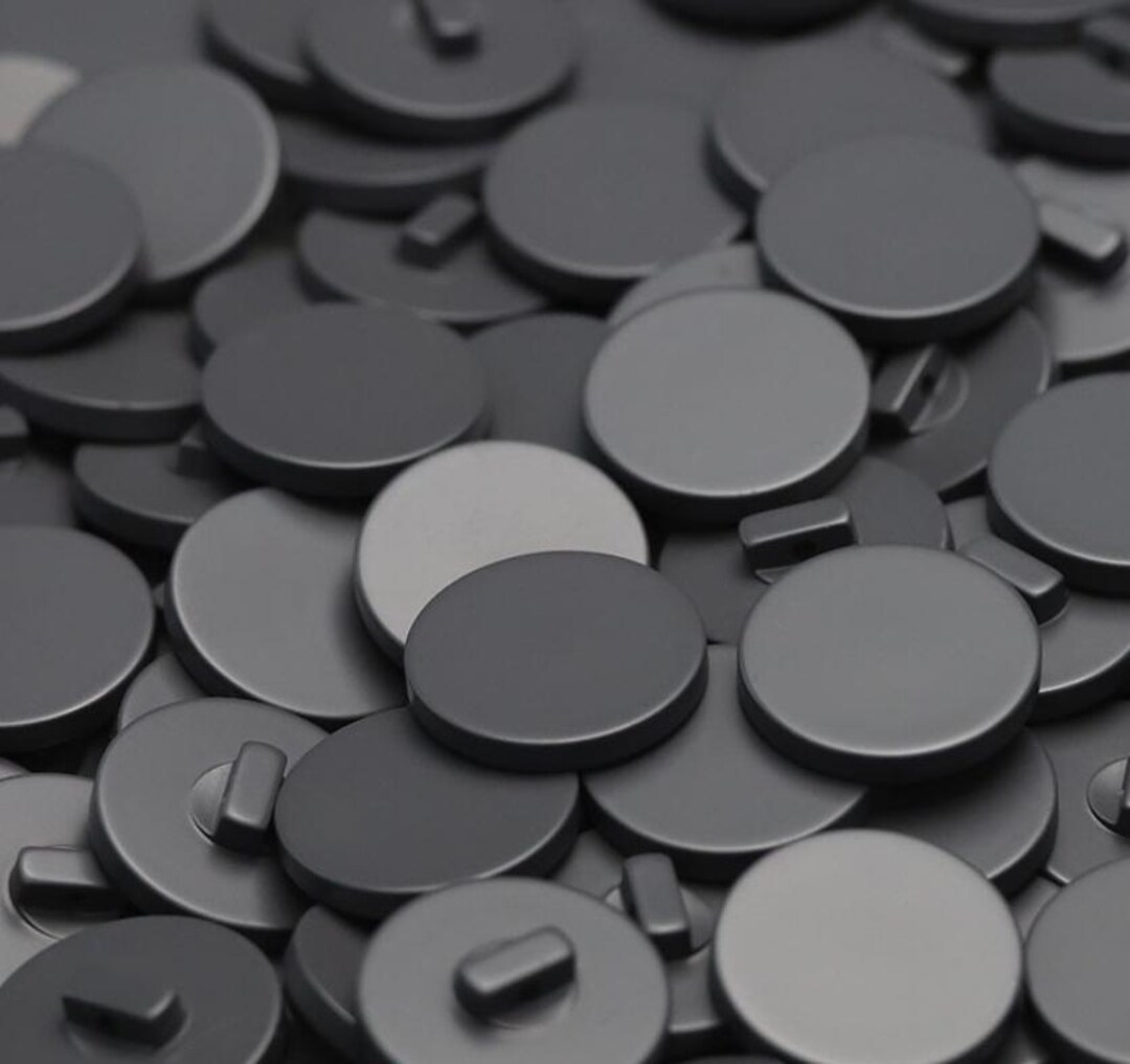 Grey Suit Buttons, Flat Design, Shank Back, Plastic, 15mm, 18mm, 21mm ...