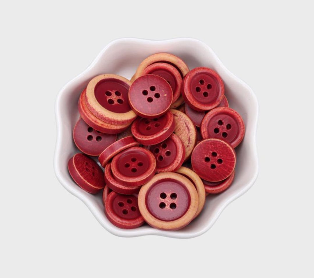 Red Wooden Buttons, With Rim, 15mm or 20mm, Pack of 10(B1166) - Etsy