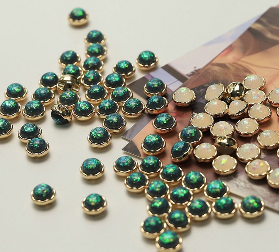 Small Gemstone Buttons in Green or Beige, 10mm/0.39”, Pack of 10(B067 ...