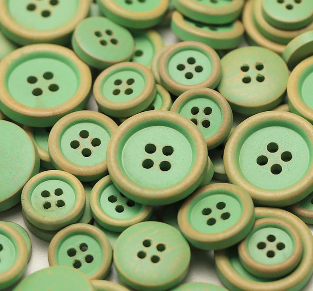 Wooden Buttons Bright Green With Brown Rim, 11mm, 13mm, 15mm, 20mm ...
