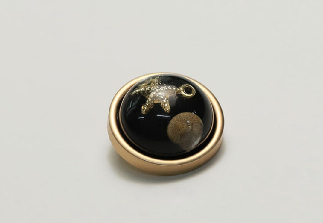 Dome Buttons, Underwater Wolrd Theme, Starfish, Pearl, Shell,black and ...