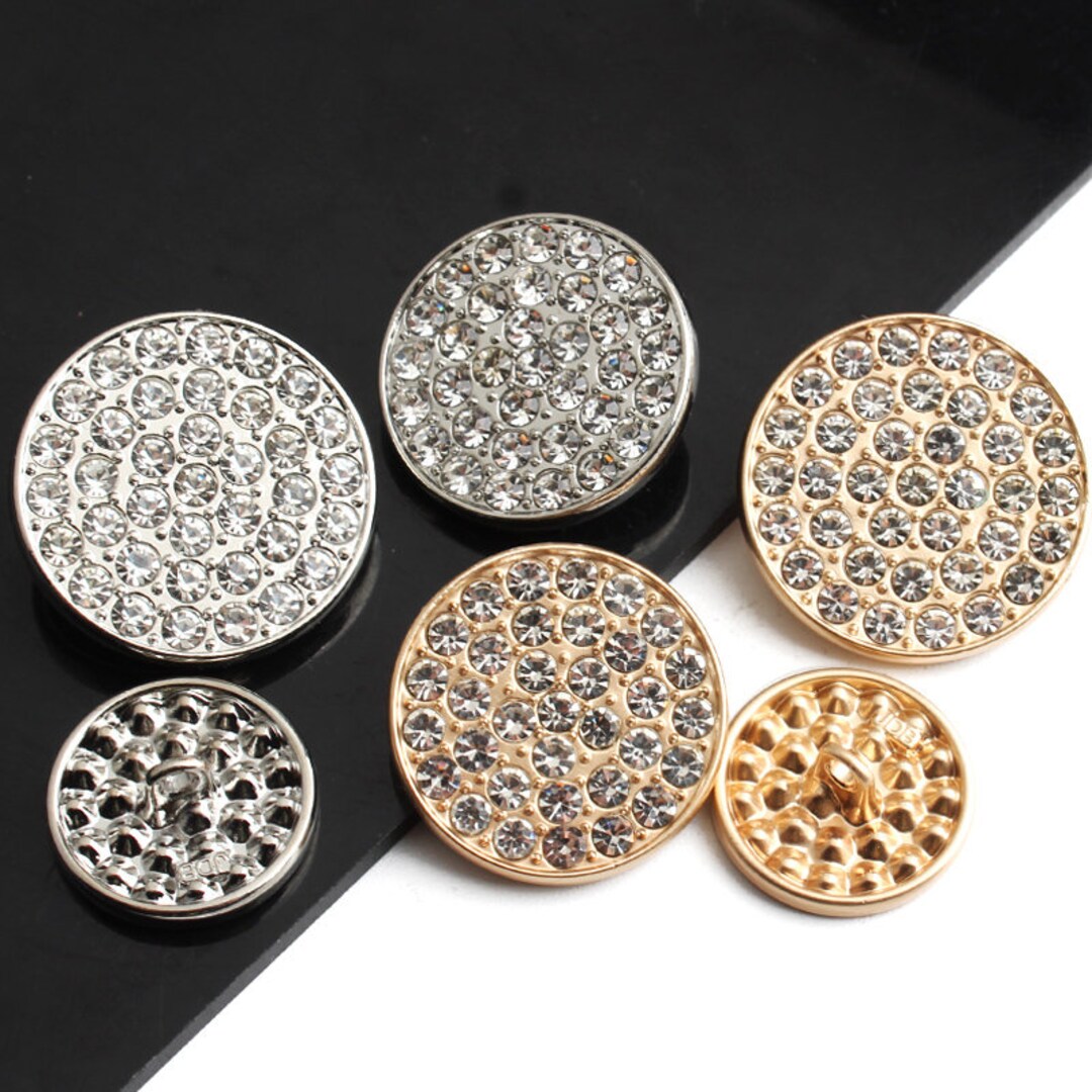 Diamanté Glass Crystal Button in Gold Shank Fitting 18mm to - Etsy