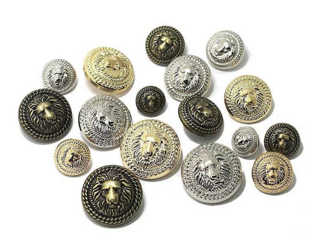Tough Lion Buttons, Metal Lion Head With Shank, 6 Colors, 15mm, 18mm ...