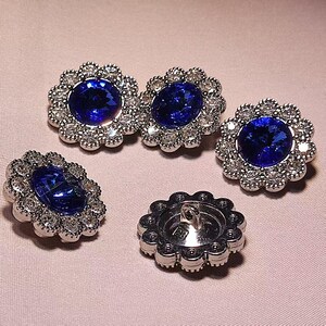 Rhinestone Buttons Royal Blue, Flower Shape Design, 12mm, 15mm, 18mm ...