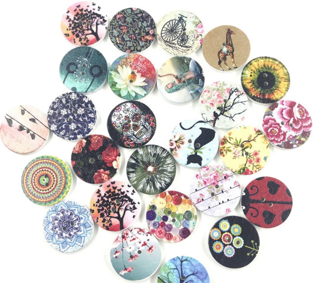 100PCS Mix Wooden Boho Buttons,15mm,20mm, 25mm - Etsy