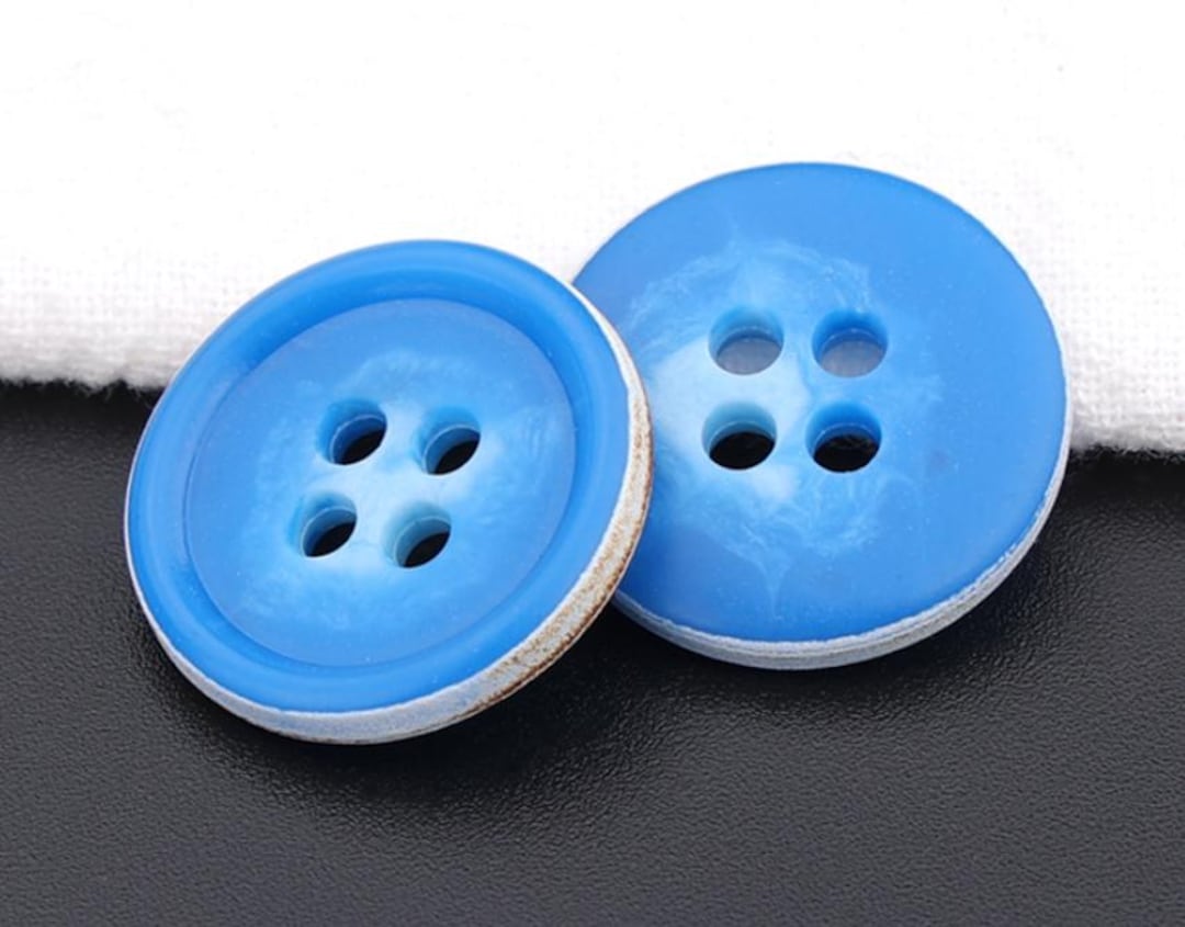 Sky Blue Buttons, Burnt and White Rim, Plastic, 15mm, 18mm, 20mm, 23mm ...