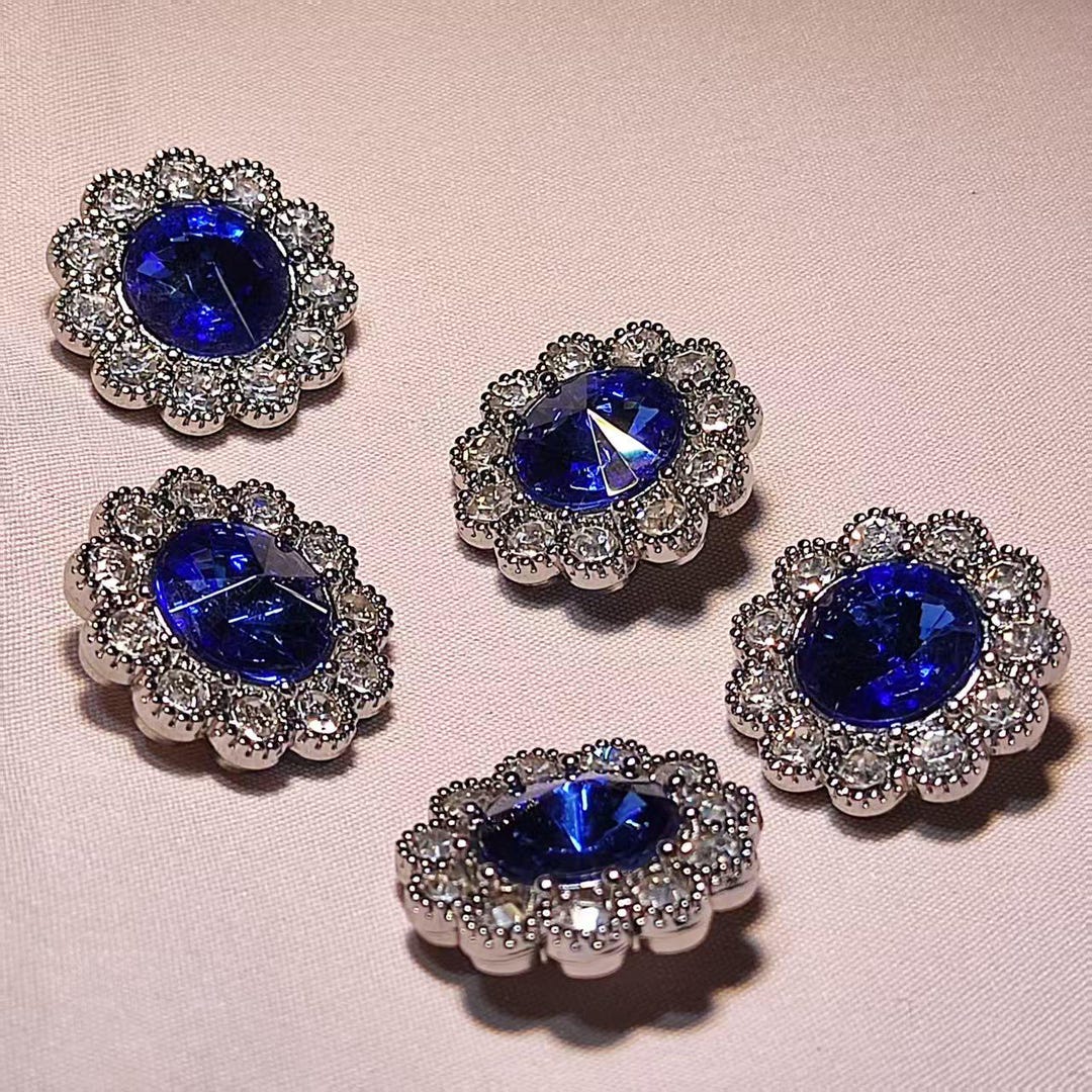Rhinestone Buttons Royal Blue, Flower Shape Design, 12mm, 15mm, 18mm ...