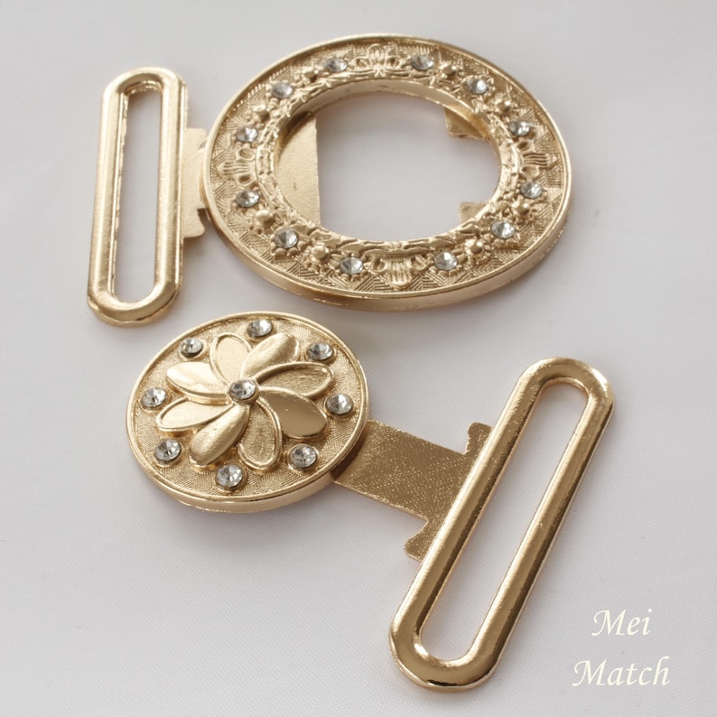 Decorative Hook-and-loop Clasp Buckle, Gold-tone Finish, Metal, Two ...