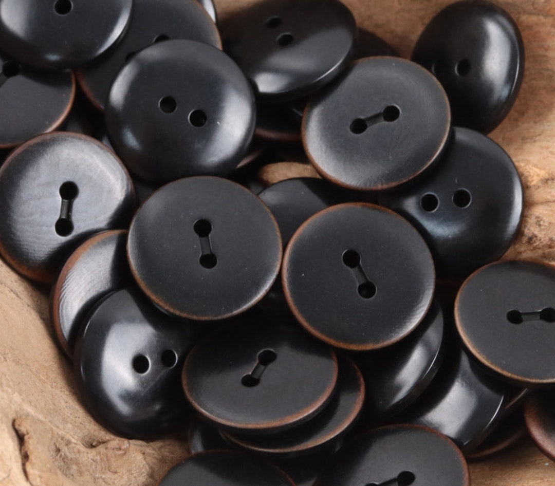 Burnt Effect Black Corozo Buttons, 15mm, 17mm, 20mm or 25mm, Pack of ...