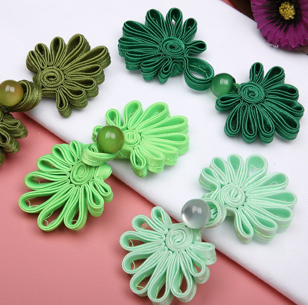 Frog Fasteners in Green Tone , Daisy Flower Desgin, 7cm/ 2.7", 5 Sets ...
