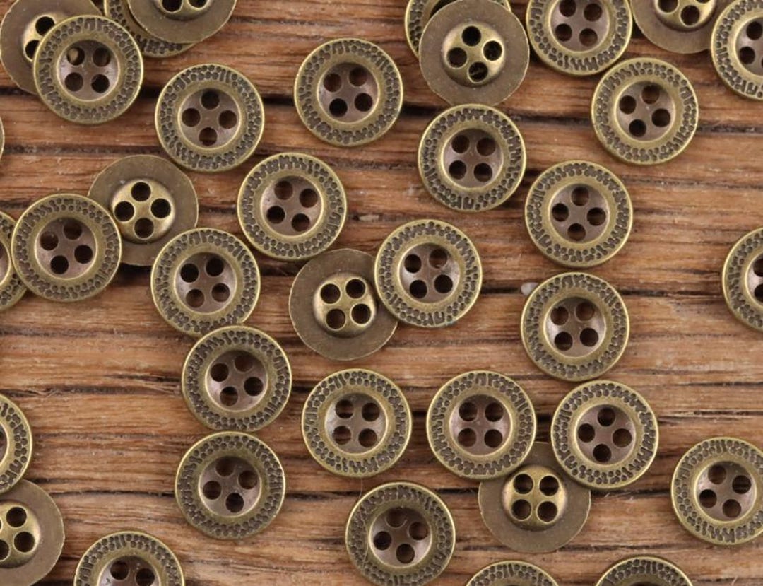 Bronze Tone Metal Buttons, 4 Holes, 11mm/0.43", Pack of 10(B964) - Etsy